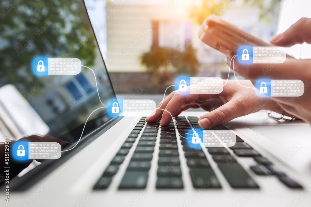 Two steps authentication concept. Virtual safety icon while access on ...