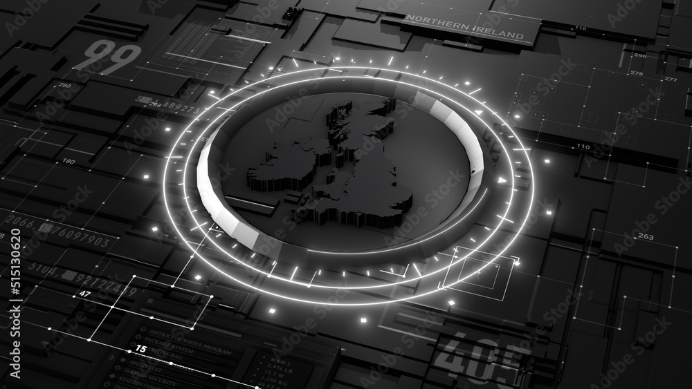 Futuristic United Kingdom technologically. Futuristic Digital Map of UK ...