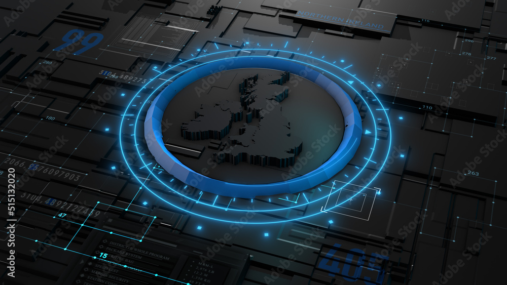 Futuristic United Kingdom technologically. Futuristic Digital Map of UK ...