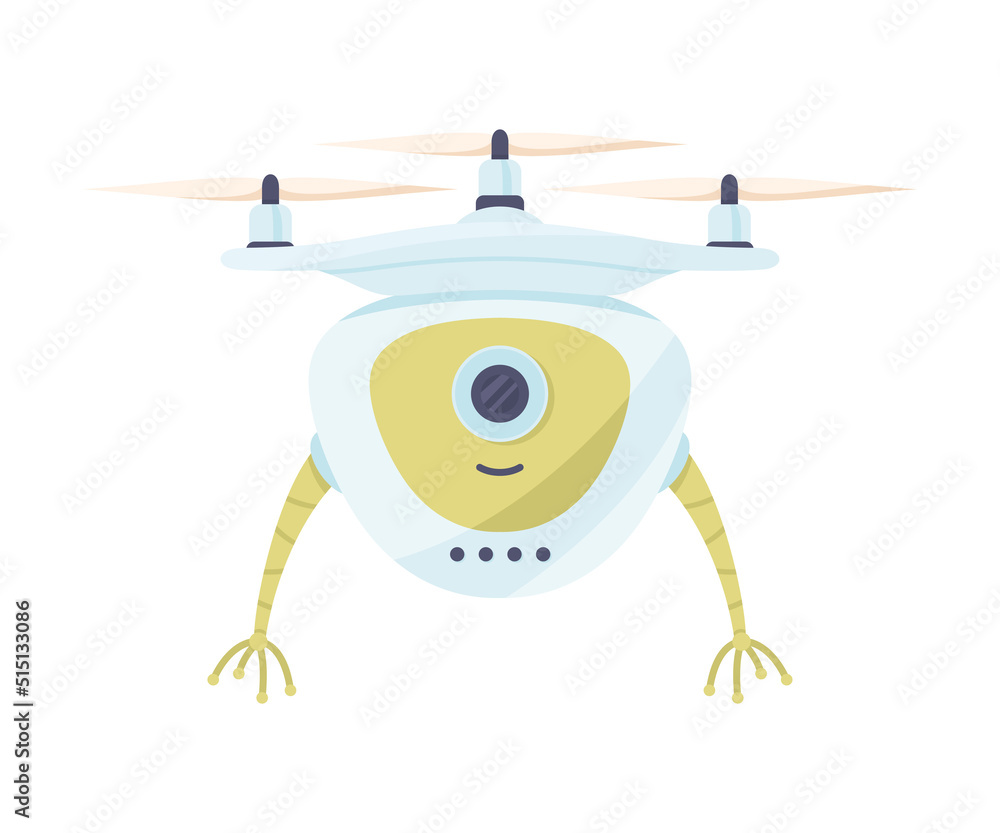 Modern Drone Robot and Humanoid Bot with Arms and Propeller as ...