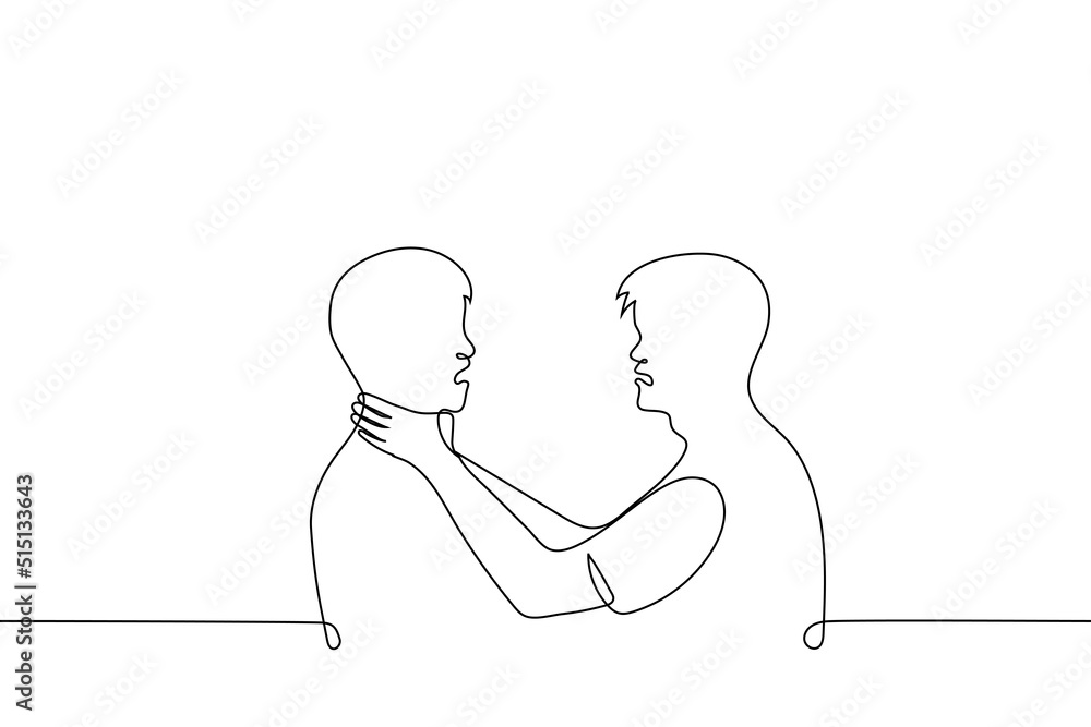Plakat man grabbed the neck of another man he is very angry - one line ...