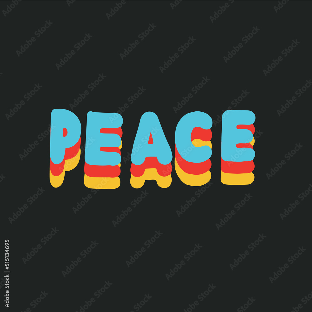 peace.vector illustration with colorful efects.inscription on a black ...