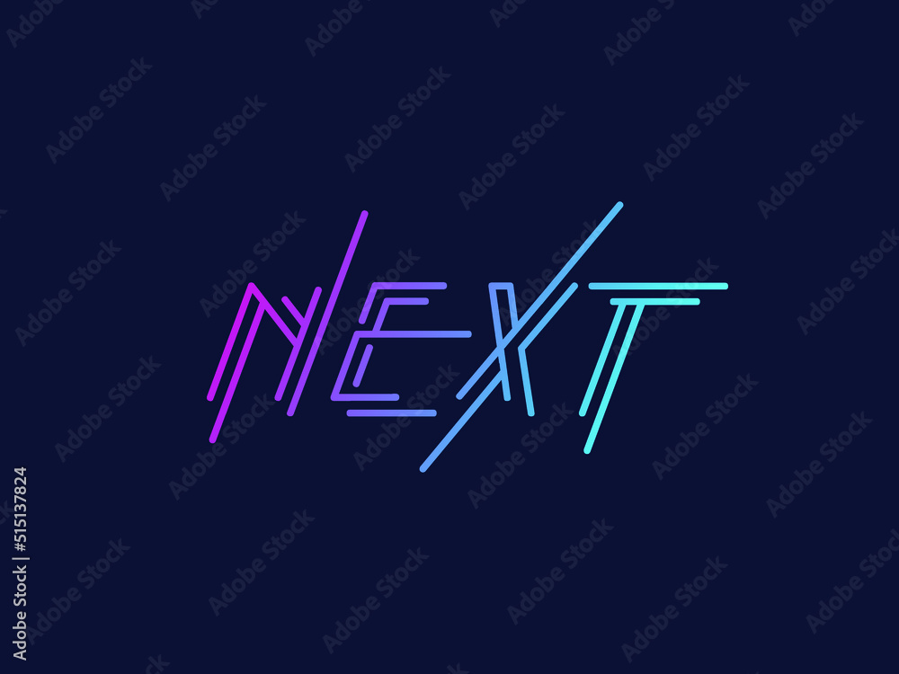 NEXT word mark logo text. Geometric, neon colors, modern uppercase ...