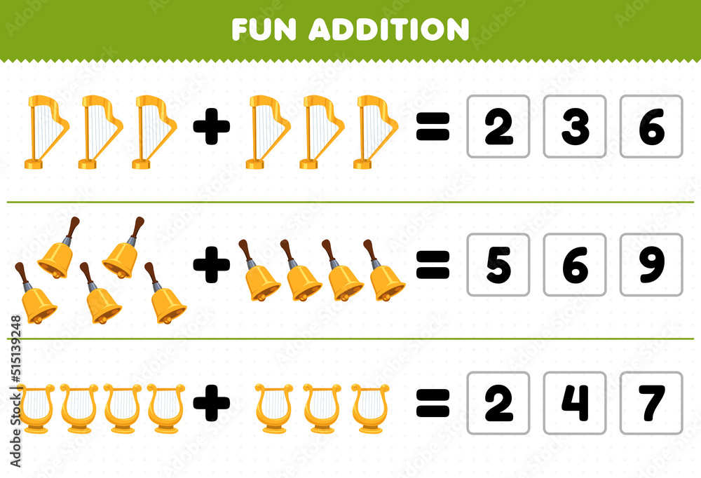 Education game for children fun addition by guess the correct number of ...