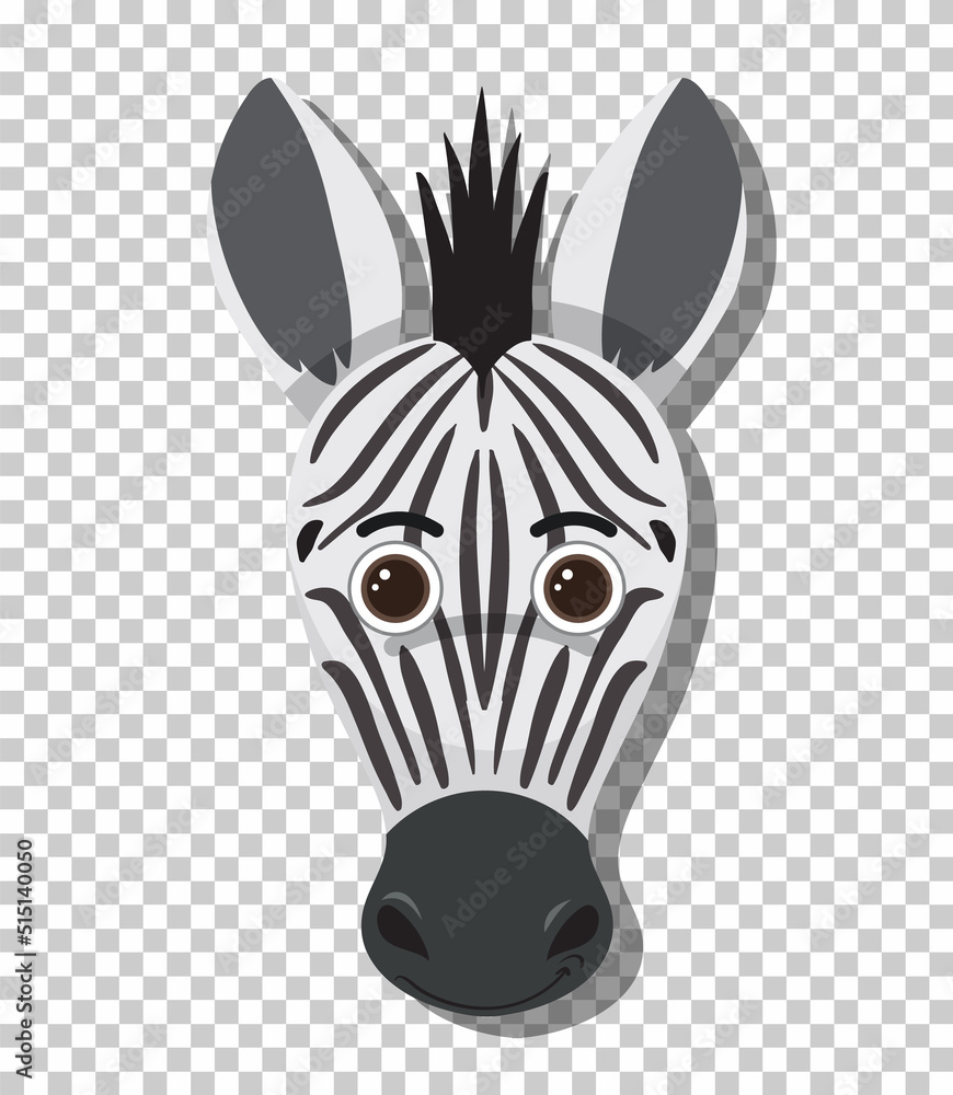Cute zebra head in flat cartoon style Stock Vector | Adobe Stock