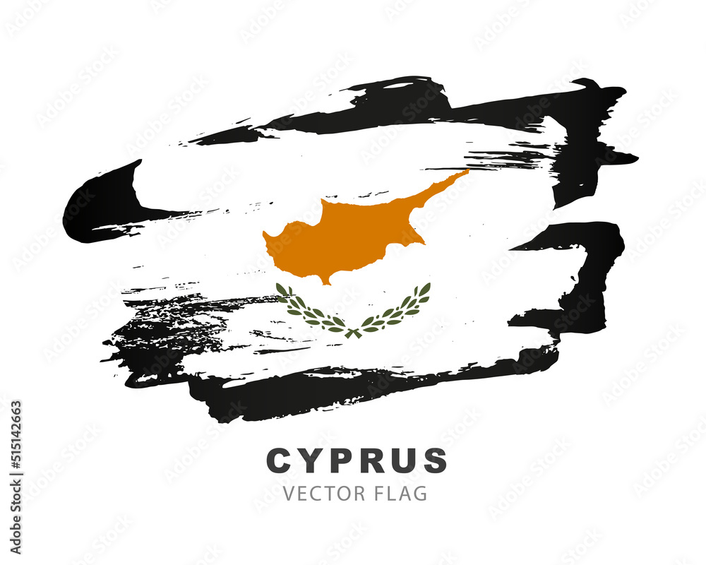 Flag of Cyprus. Colored brush strokes drawn by hand. Vector ...