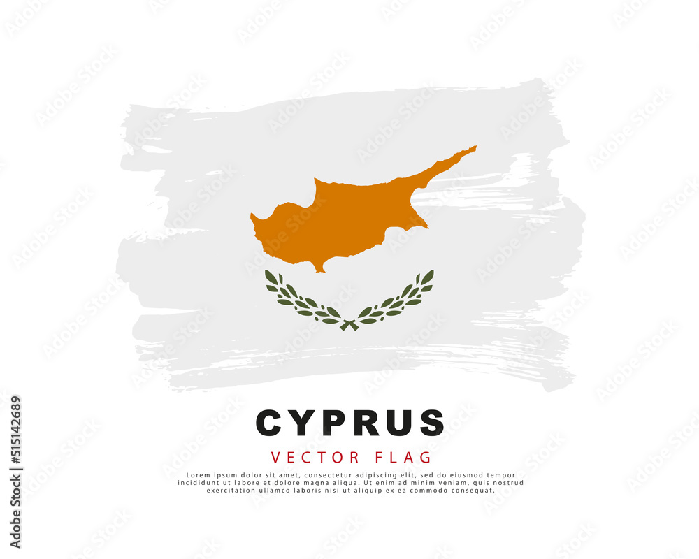 Flag of Cyprus. White brush strokes, hand drawn. Vector illustration ...