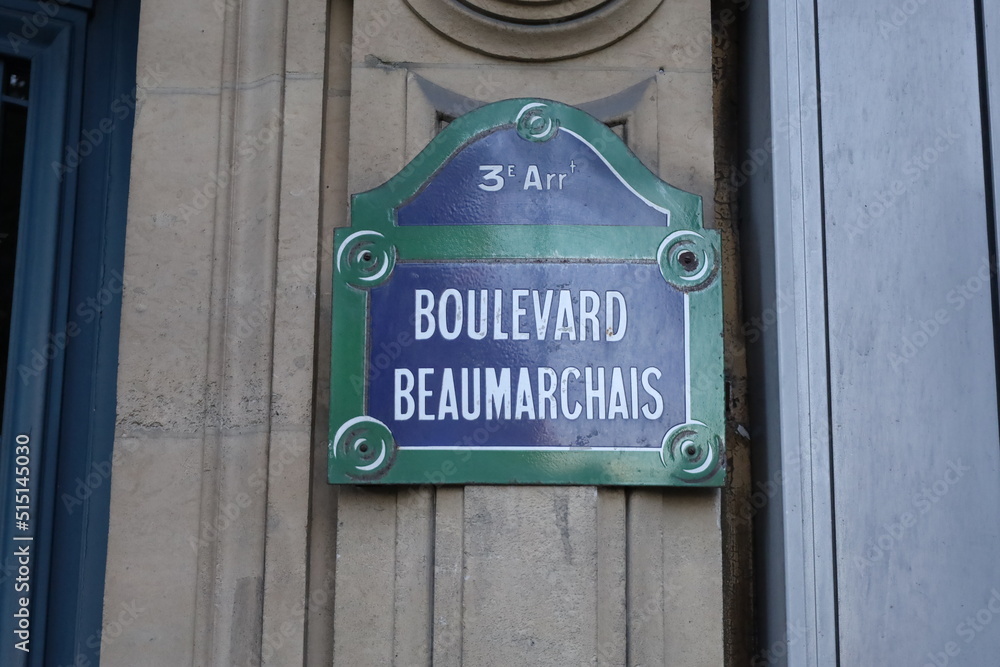 typical parisian street name sign plate Stock Photo | Adobe Stock
