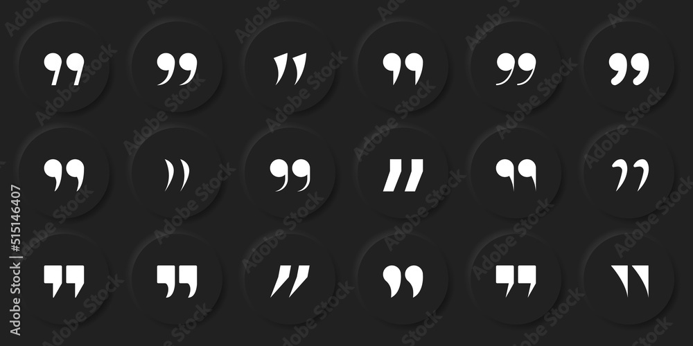 Set of Quotation Mark Icon. Double Comma Silhouette Signs of Quote ...