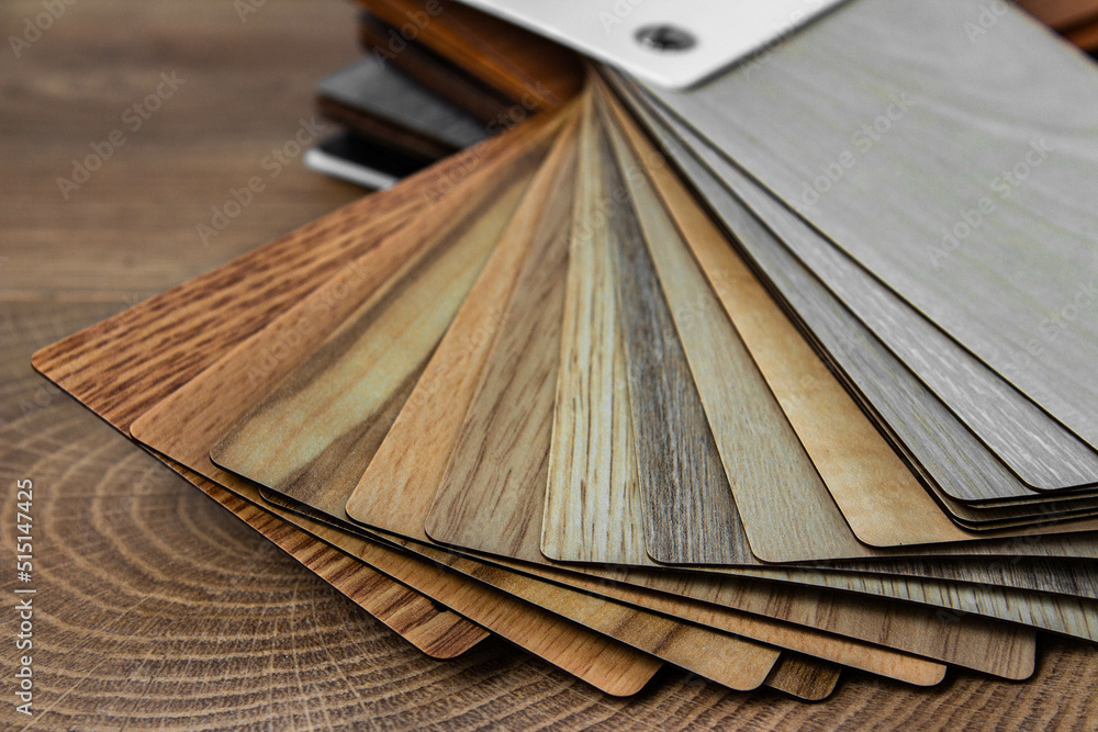 Sample of wood laminated chipboard for furniture design on wooden ...