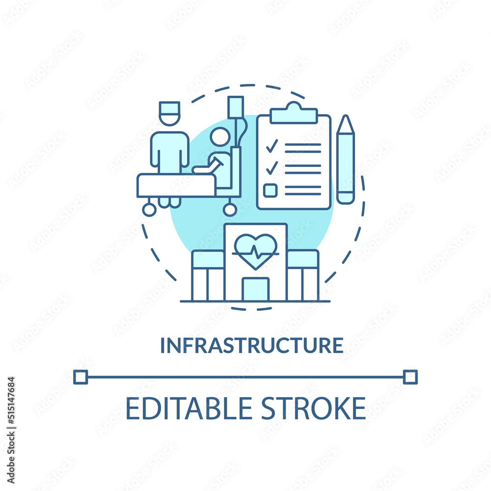 Infrastructure turquoise concept icon. Response to virus. Pandemic ...