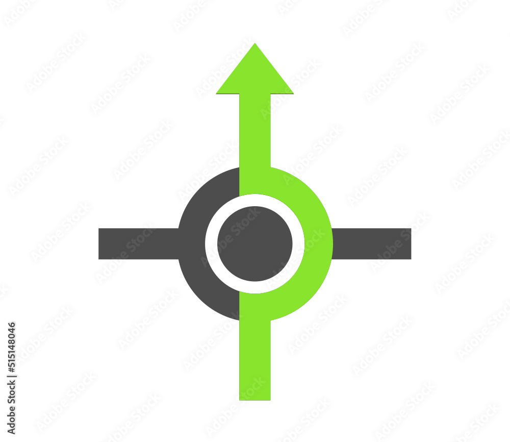 rond-point tout droit venant d'en bas symbole flèche verte เวกเตอร์ ...