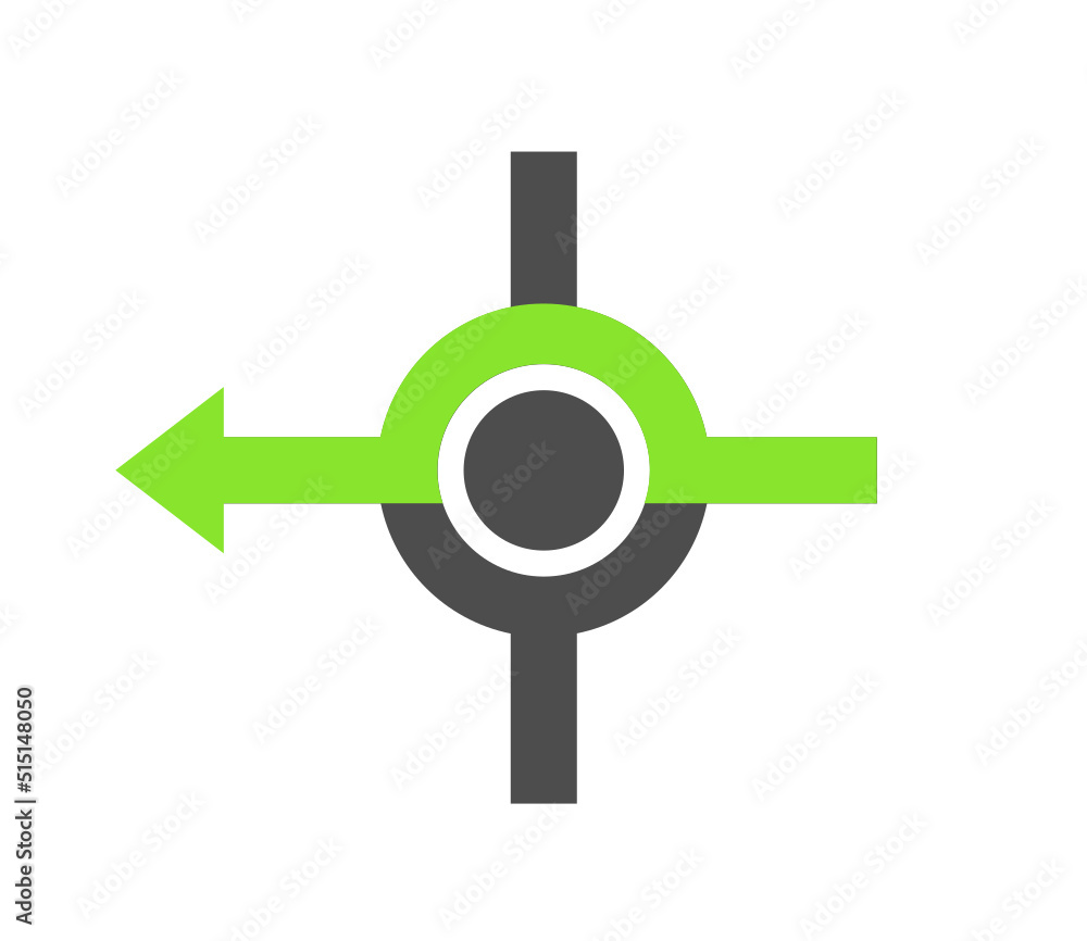rond-point tout droit venant de droite symbole flèche verte Stock ...