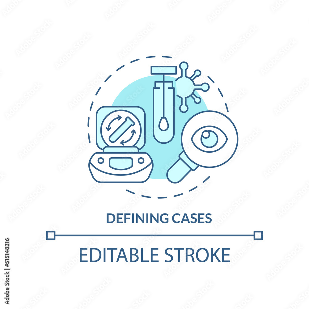 Defining cases turquoise concept icon. Tracking infection. Disease ...