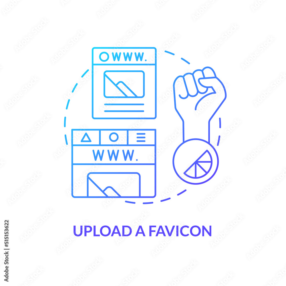 Upload favicon blue gradient concept icon. Making professional website ...