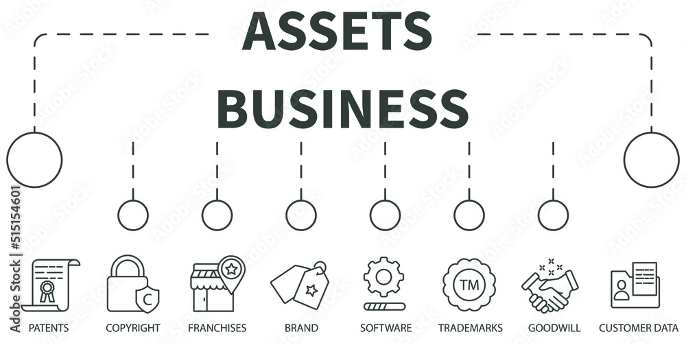 assets business Vector Illustration concept. Banner with icons and ...