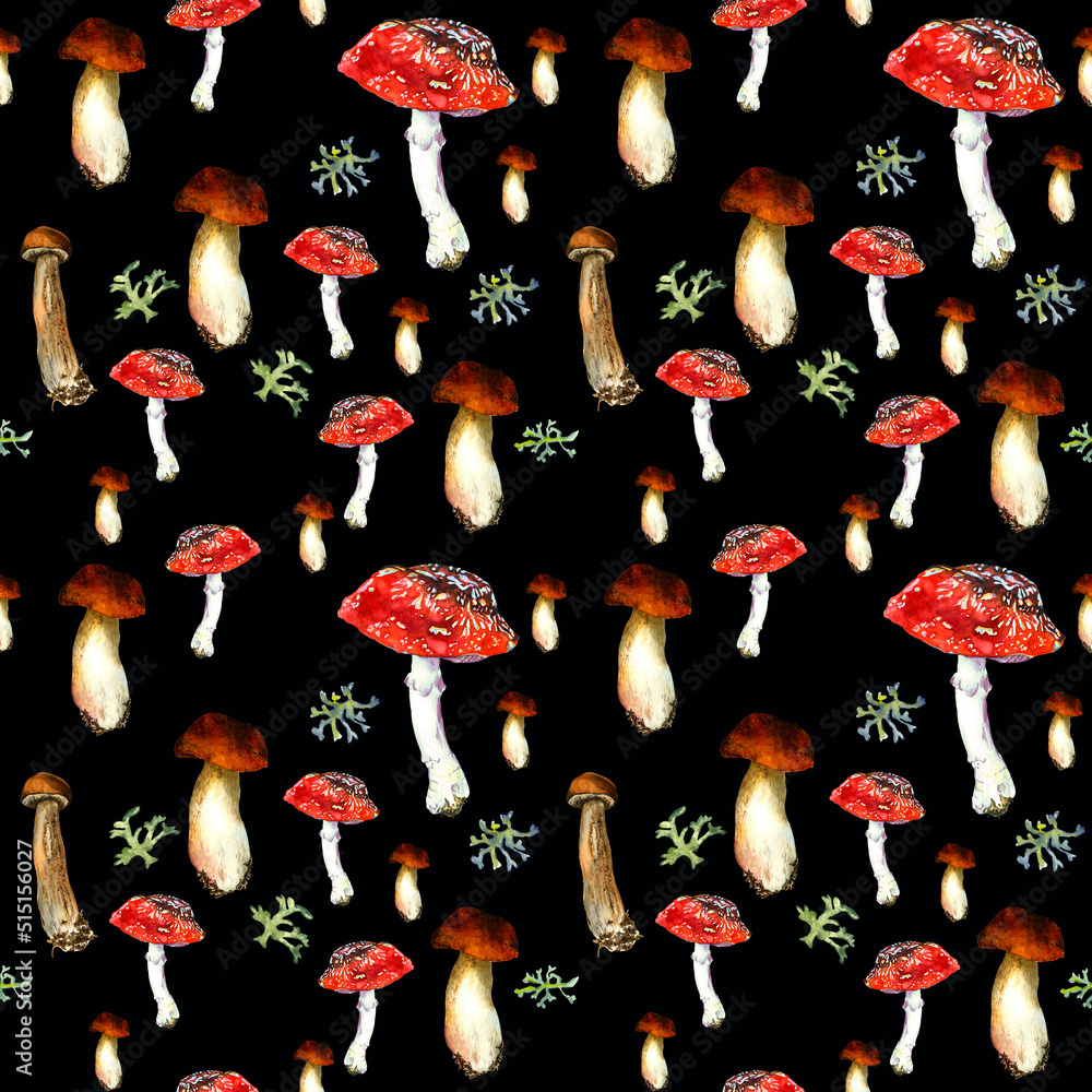 Mushrooms Seamless Wallpaper Seamless Watercolor Background Hand Drawn ...