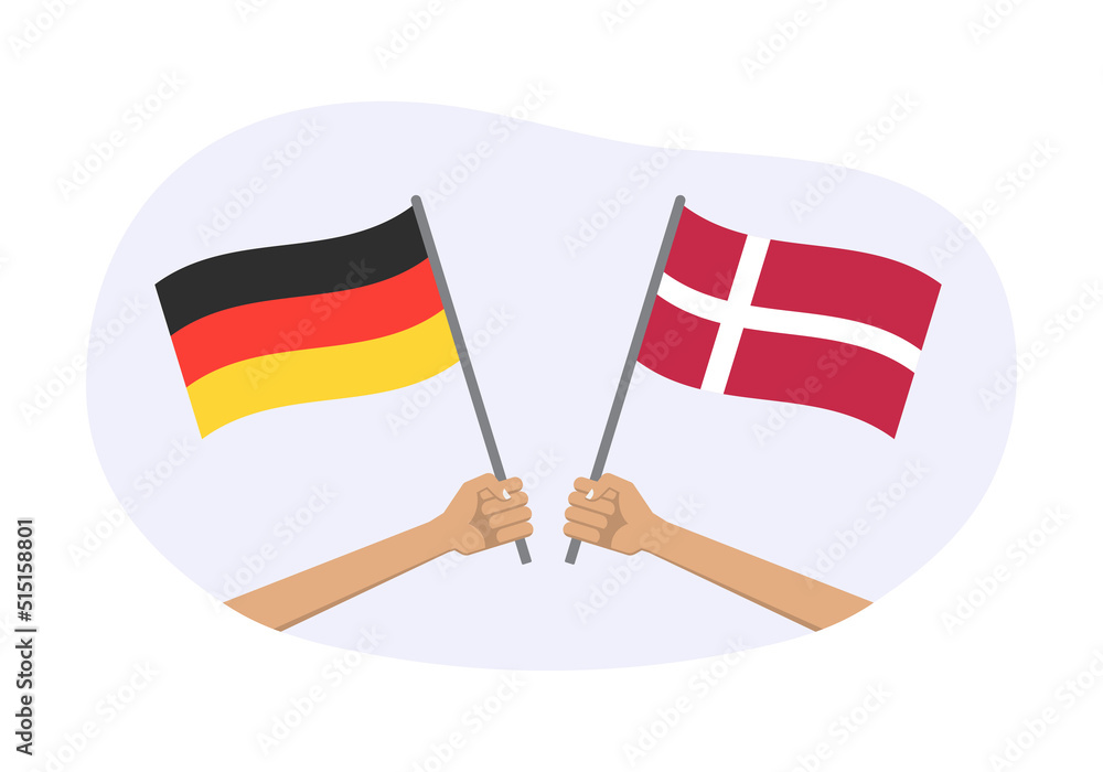 Germany and Denmark flags. Danish and German national symbols. Hand ...