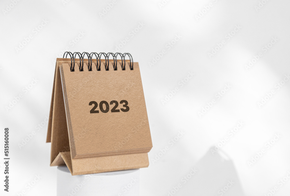 New year goals 2023, calendar on white background. Resolutions, plan ...