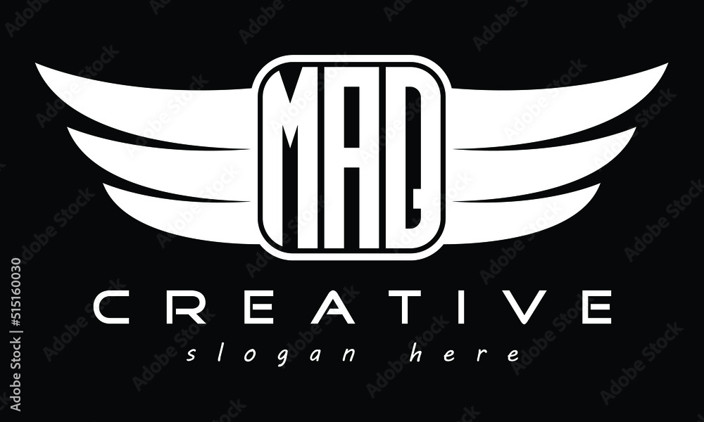 MAQ three Letter Wings Flying Initial wing symbol minimalist creative ...