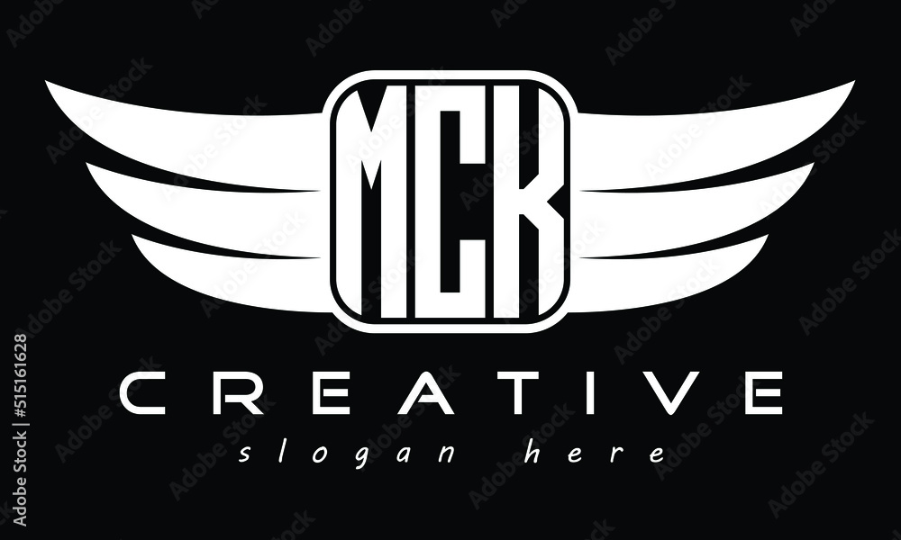 MCK three Letter Wings Flying Initial wing symbol minimalist creative ...