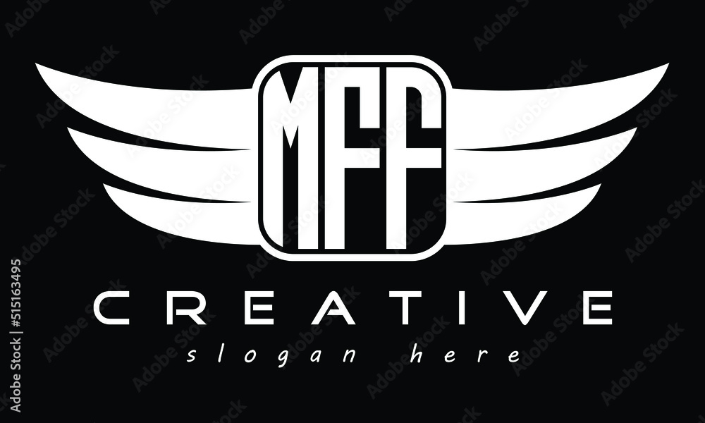 MFF three Letter Wings Flying Initial wing symbol minimalist creative ...