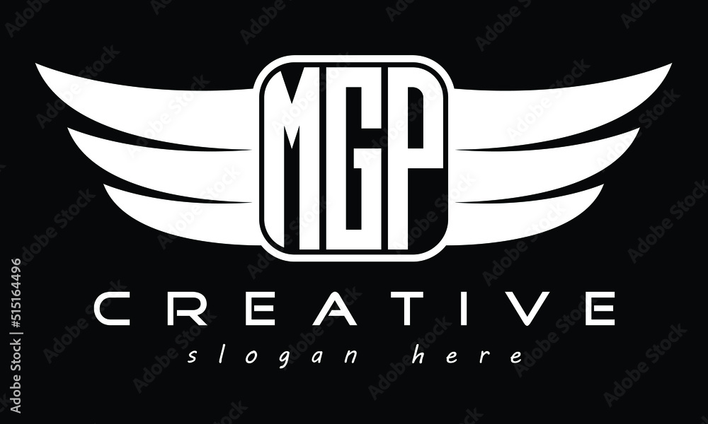MGP three Letter Wings Flying Initial wing symbol minimalist creative ...