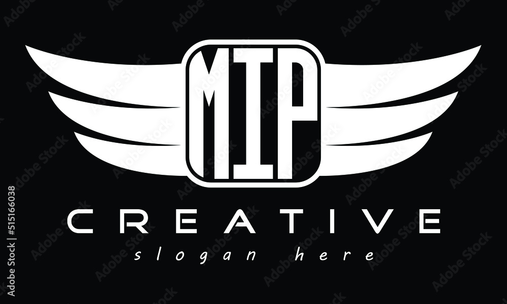 MIP three Letter Wings Flying Initial wing symbol minimalist creative ...