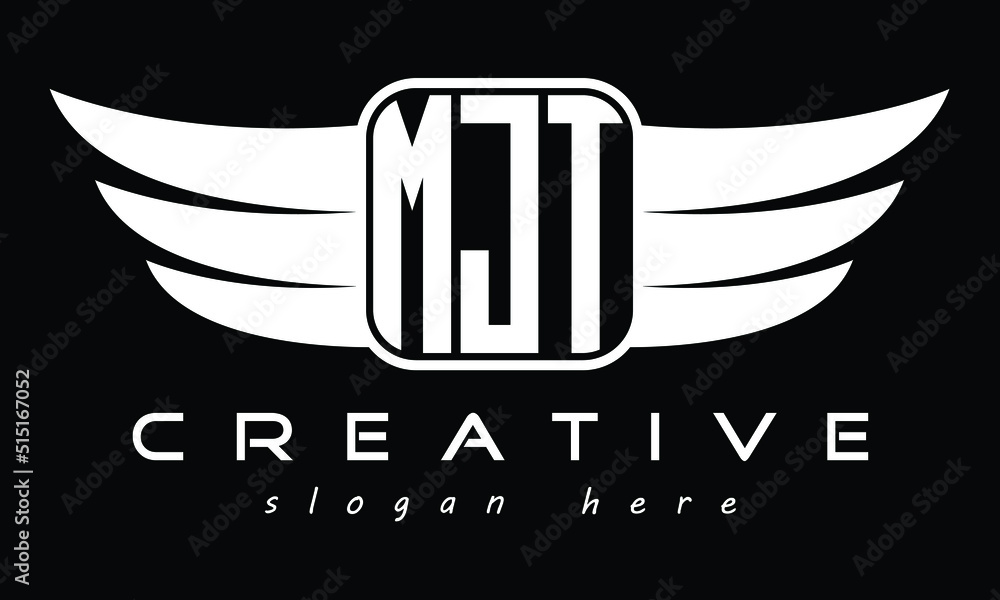 MJT three Letter Wings Flying Initial wing symbol minimalist creative ...