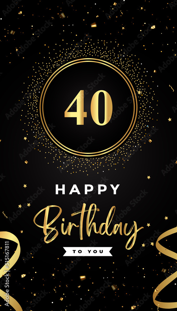 40th Birthday celebration with gold circle frames, ribbons, stars, and ...