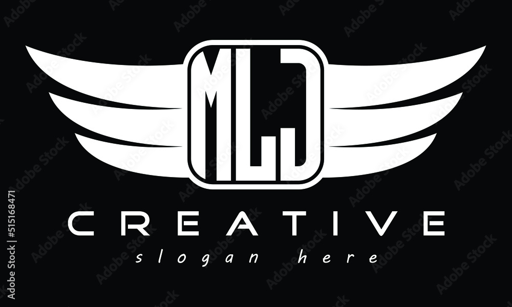 MLJ three Letter Wings Flying Initial wing symbol minimalist creative ...