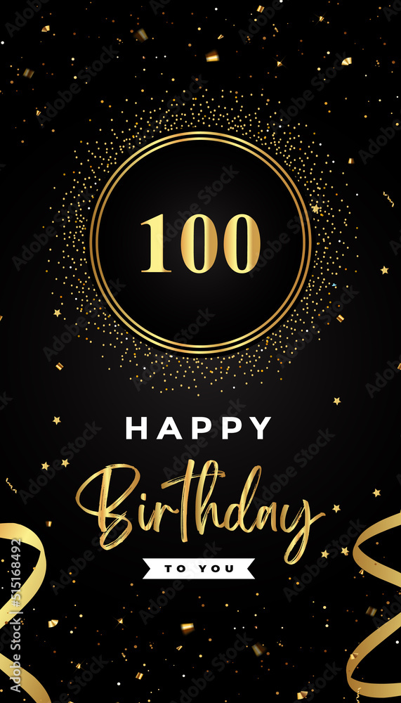 100th Birthday celebration with gold circle frames, ribbons, stars, and ...