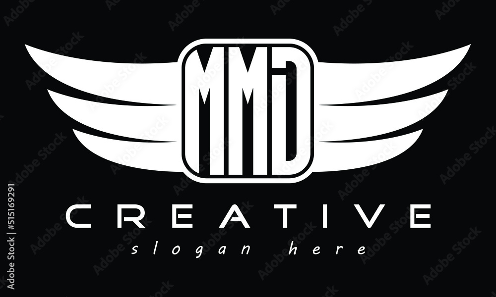 MMD three Letter Wings Flying Initial wing symbol minimalist creative ...