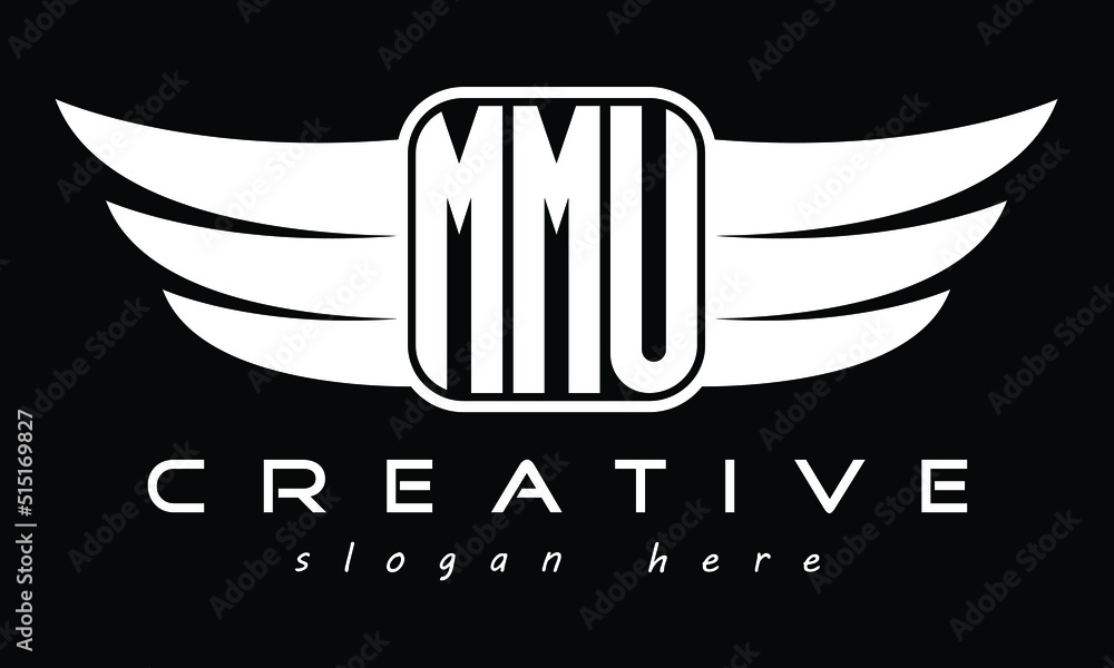MMU three Letter Wings Flying Initial wing symbol minimalist creative ...