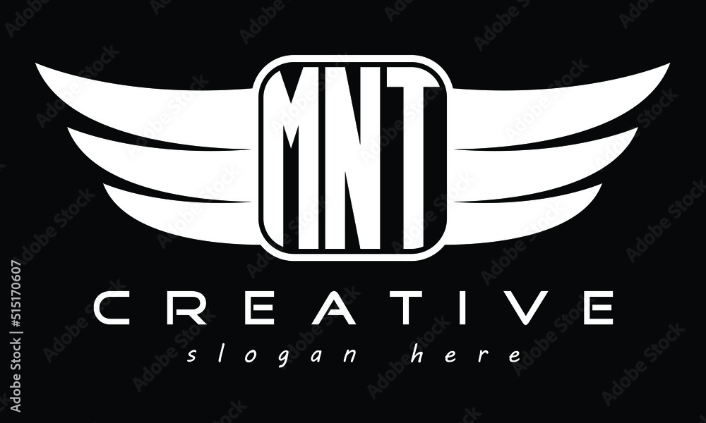 MNT three Letter Wings Flying Initial wing symbol minimalist creative ...