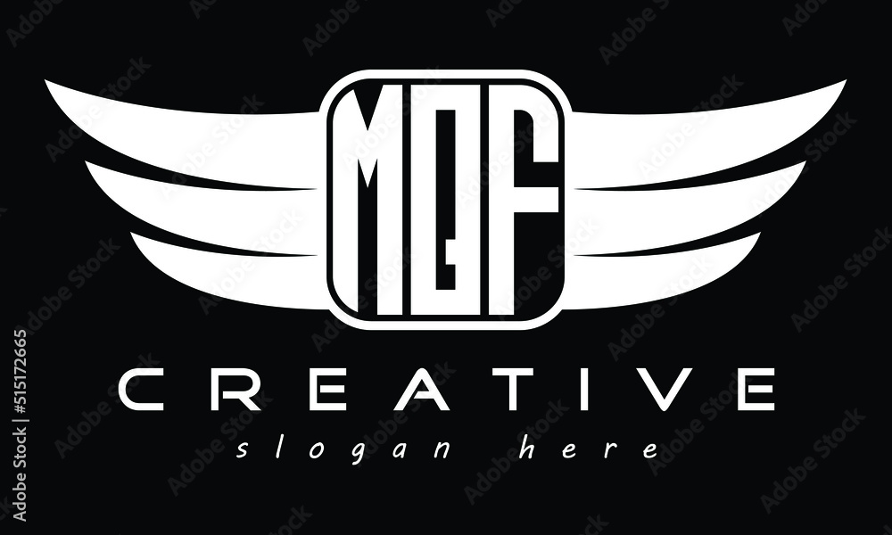 MQF three Letter Wings Flying Initial wing symbol minimalist creative ...