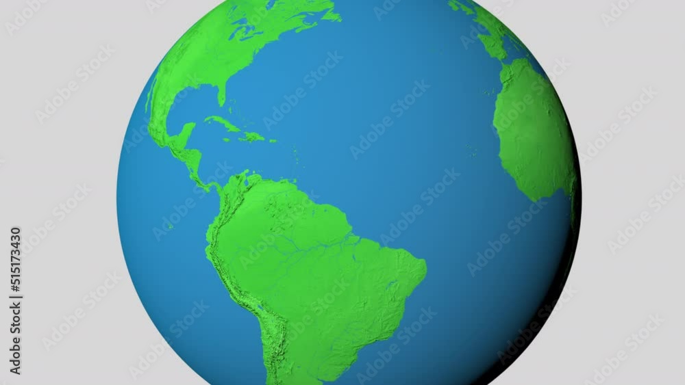 Seamless looping animation of the earth zooming in to the 3d map of ...
