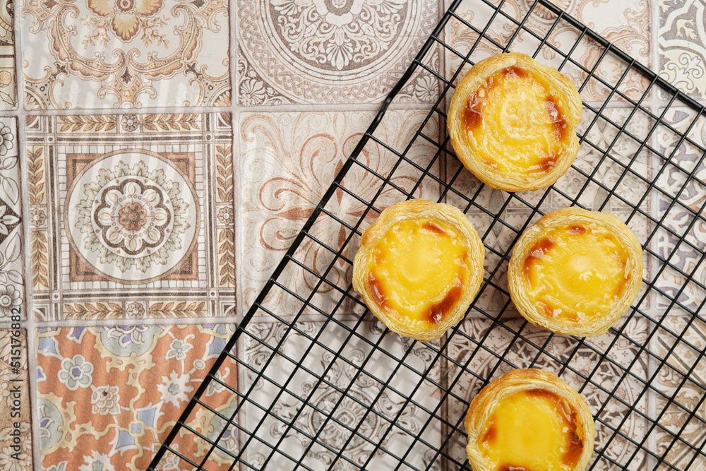Traditional portuguese vanilla pudding puff pastry pastel de nata on ...