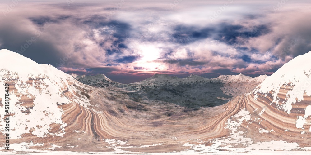 Mountain landscape, sunrise in the mountains, HDRI, environment map ...