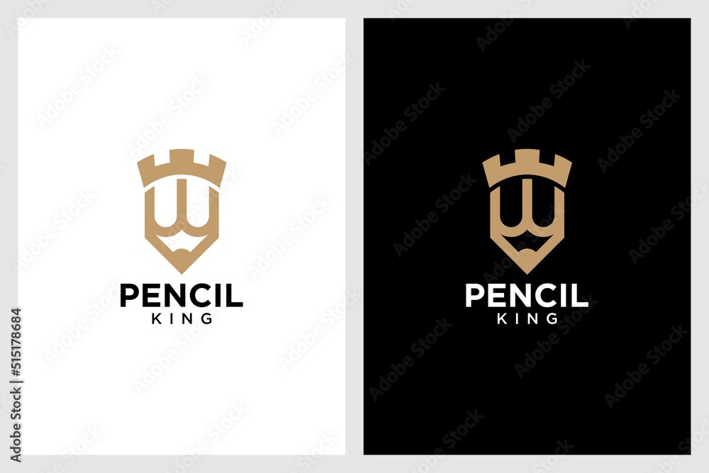 pencil logo design with crown Stock Vector | Adobe Stock