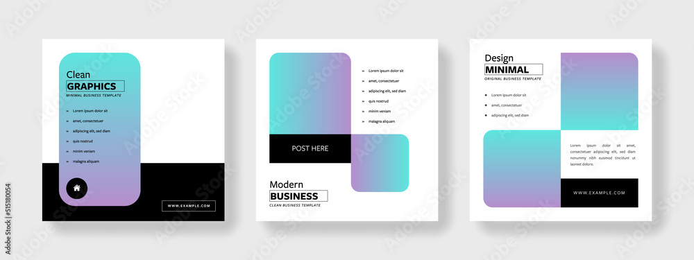Gradient colours social media templates, rounded shapes design in ...