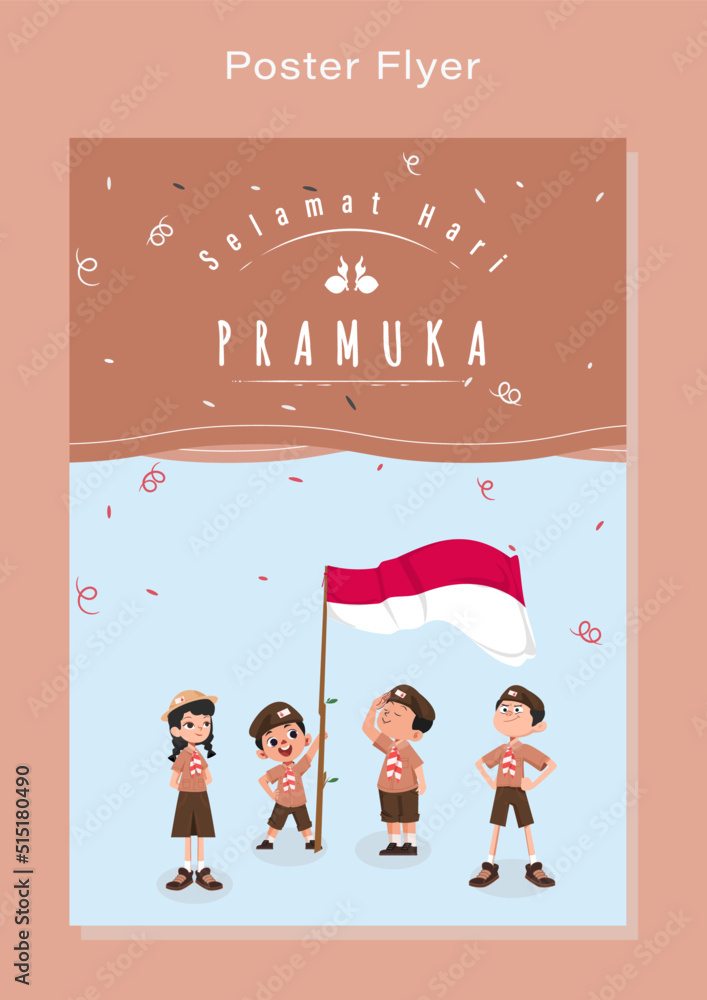 Translate: Happy Scout Day August 14 Indonesian Festival Day. Selamat ...