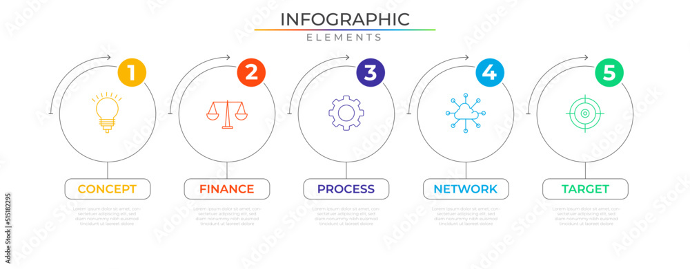 Horizontal row circular business annual infographic plan concept design ...