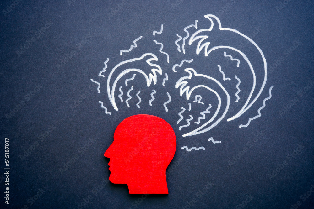 The shape of the head and paws symbolize stress and depression. Stock ...