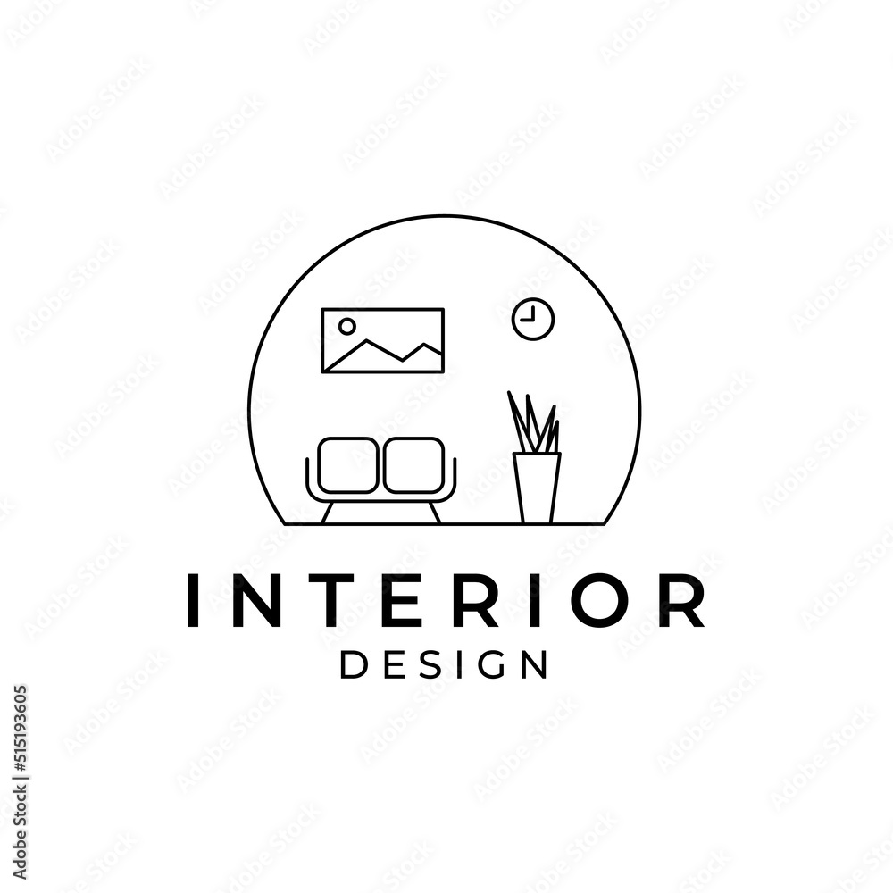 furniture logo line art minimalist interior template design Stock ...