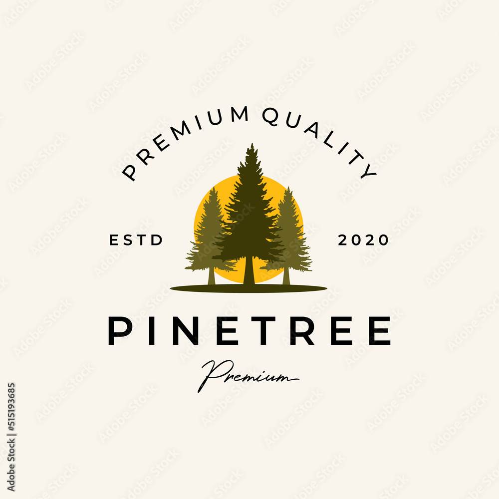 pine trees logo vector illustration icon symbol background label ...