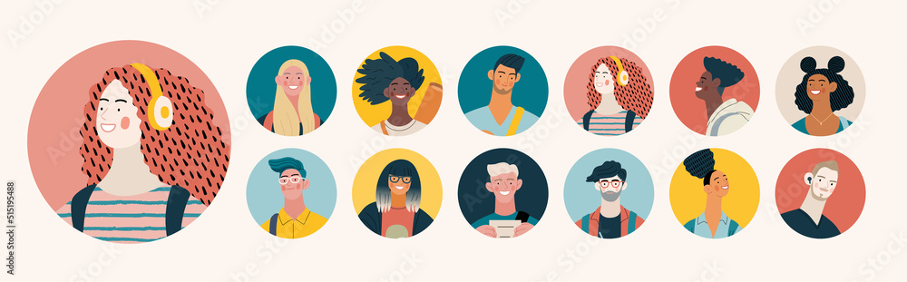 People portrait - Avatars, Students -Modern flat vector concept ...
