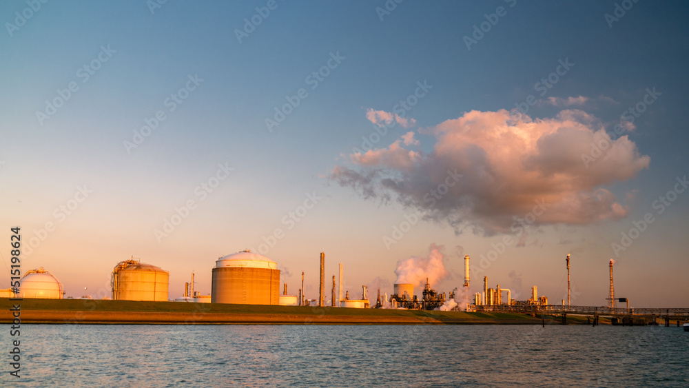 Rotterdam Netherlands, Oil harbor with tank terminals and chemical ...