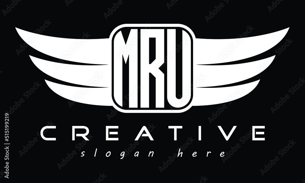 Vetor de MRU three Letter Wings Flying Initial wing symbol minimalist ...