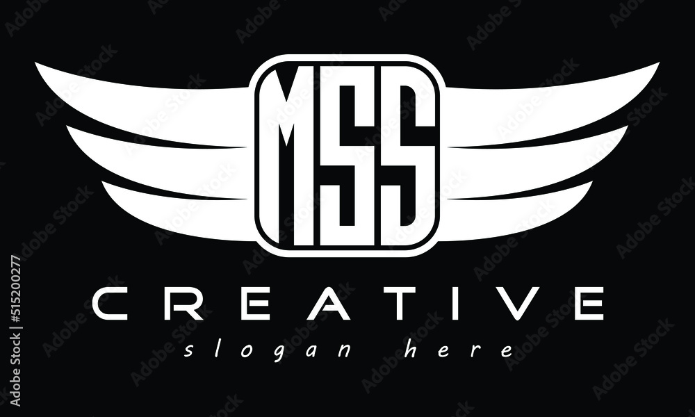 MSS three Letter Wings Flying Initial wing symbol minimalist creative ...